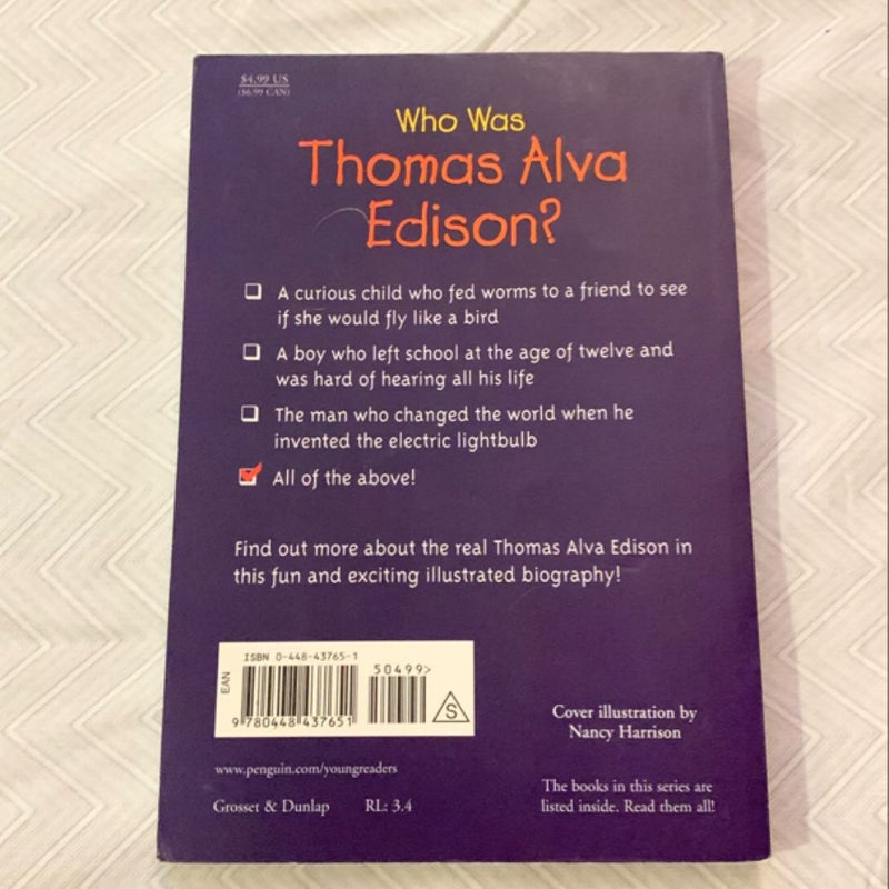 Who Was Thomas Alva Edison? by Margaret Frith, Who HQ