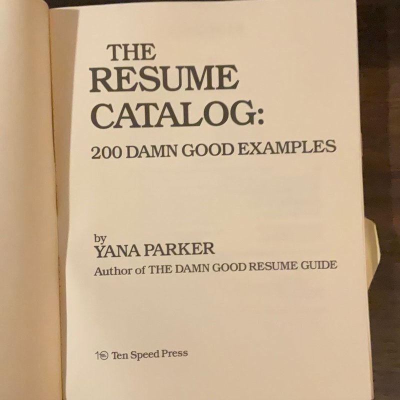 The Resume Catalog by Yana Parker, Paperback | Pangobooks