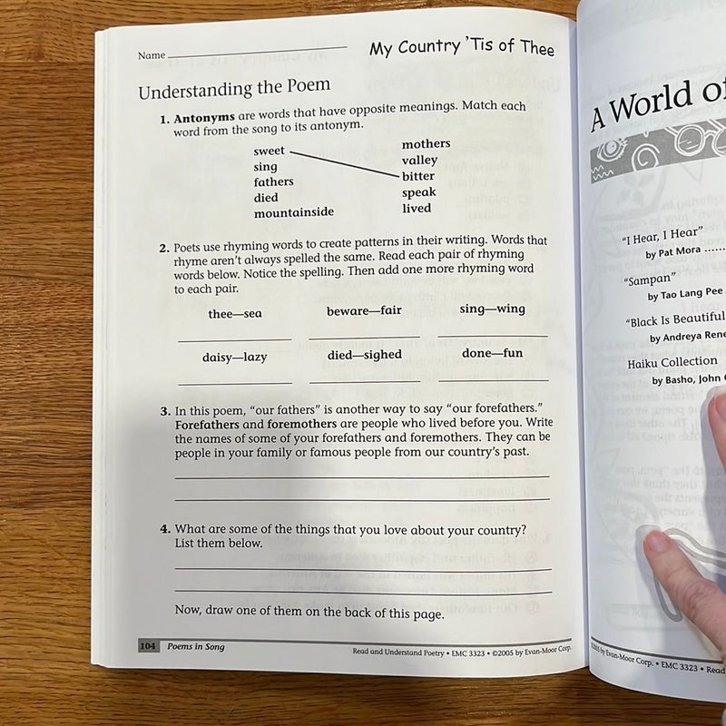 Read and Understand Poetry Grades 2-3 by Evan-Moor Educational Publishers