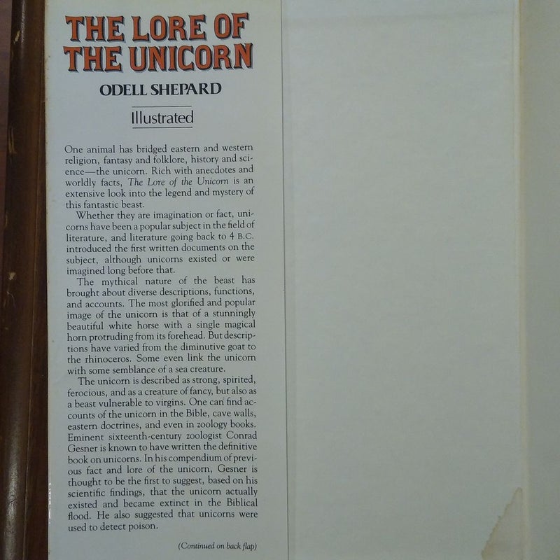 The Lore of the Unicorn by Odell Shepard, Hardcover | Pangobooks