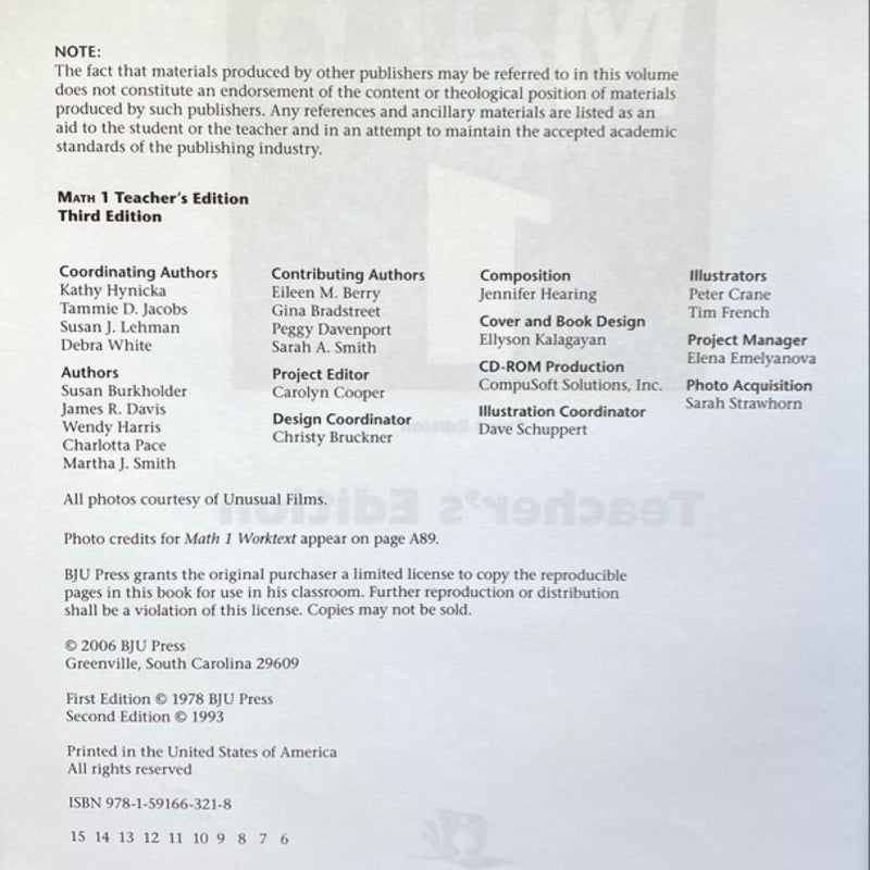 BJU Press Math 1 Teacher’s Addition by BJU press , Paperback | Pangobooks