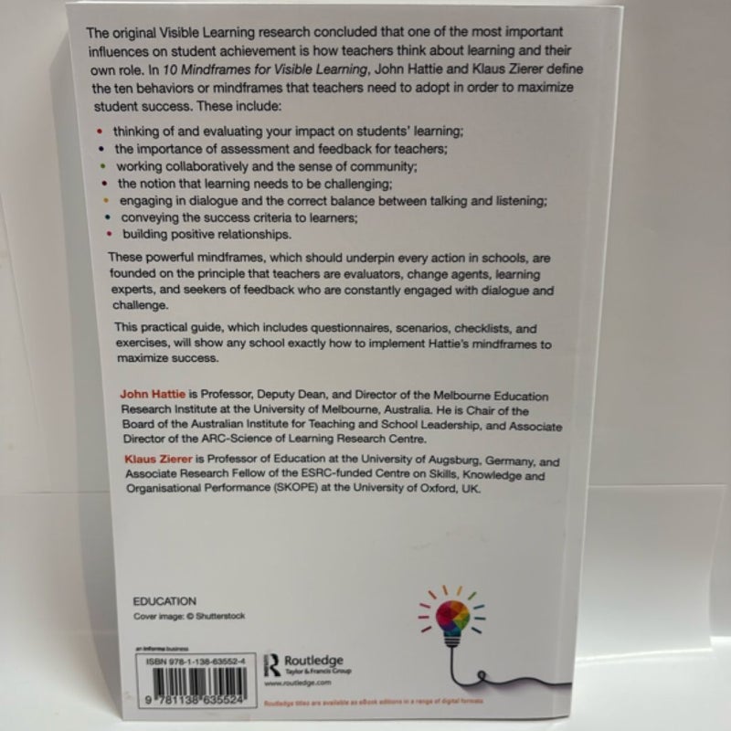 10 Mindframes for Visible Learning by John Hattie, Klaus Zierer