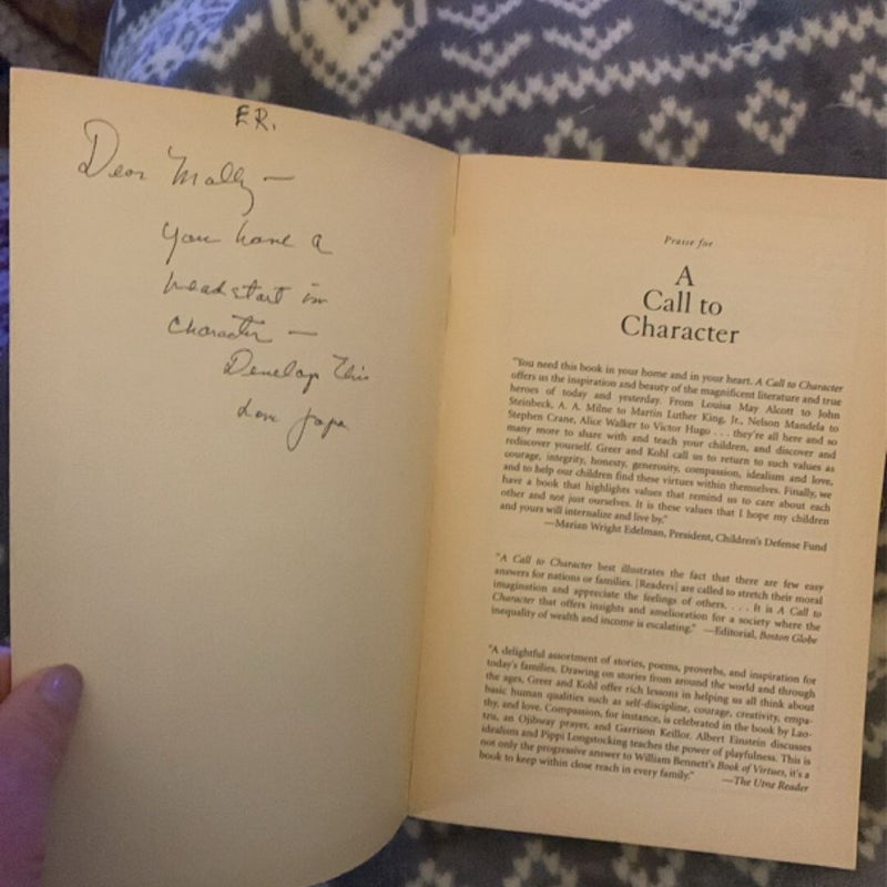 Vintage 1995 A Call to Character Paperback Book by Colin Greer ...