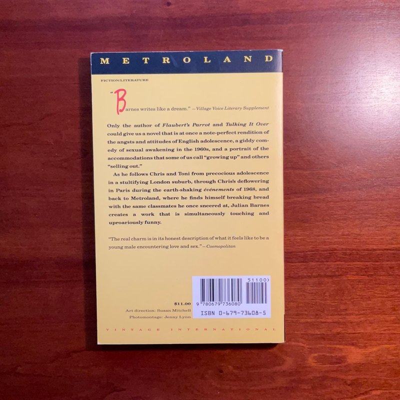 Metroland by Julian Barnes, Paperback | Pangobooks