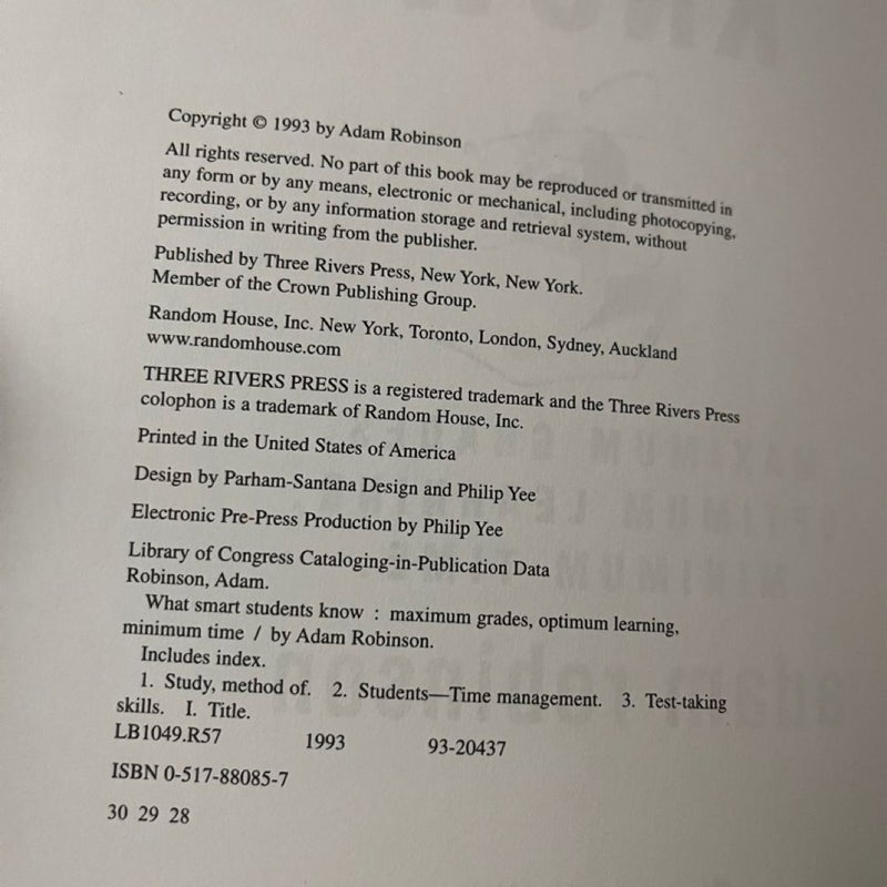 What Smart Students Know by Adam Robinson