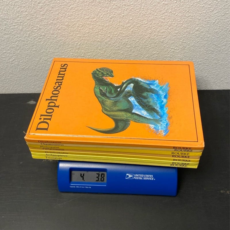 Vintage Rourke Dinosaur Library 7 Books Yellow Orange Peach Decorative ...