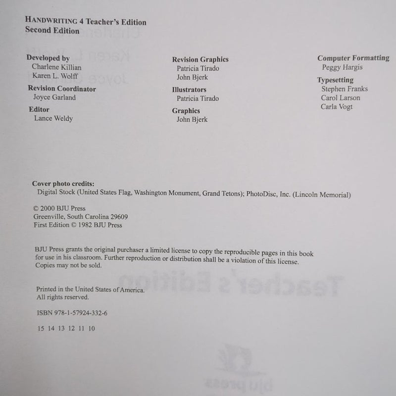 Handwriting 4 Teacher's Edition by