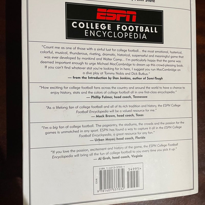 ESPN College Football Encyclopedia by Michael MacCambridge, Hardcover ... ESPN College Football Encyclopedia by Michael MacCambridge, Hardcover ...