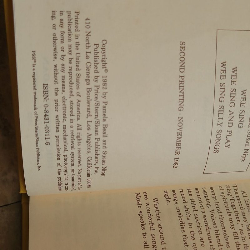Wee Sing Sing along Book by Pamela Conn Beall