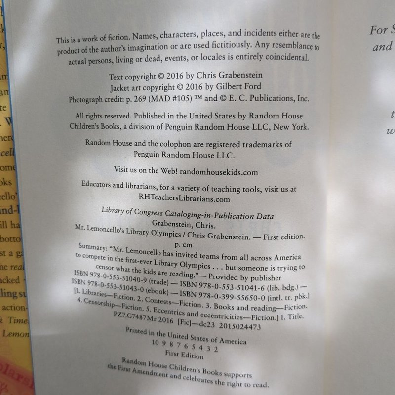 Mr. Lemoncello's Library Olympics by Chris Grabenstein