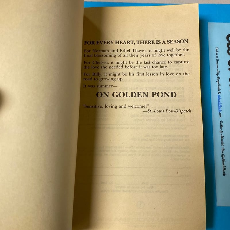 On Golden Pond by Ernest Thompson , Paperback | Pangobooks