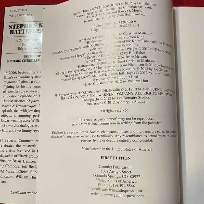 Stephen King's Battleground: A Commemoration of the Emmy-winning ...