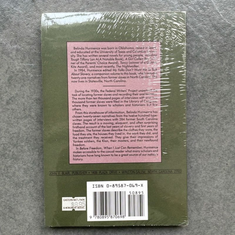 Before Freedom When I Just Can Remember by Belinda Hurmence