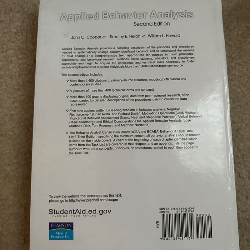 Applied Behavior Analysis by John O. Cooper, Timothy E. Heron, William L. Heward, Hardcover ...