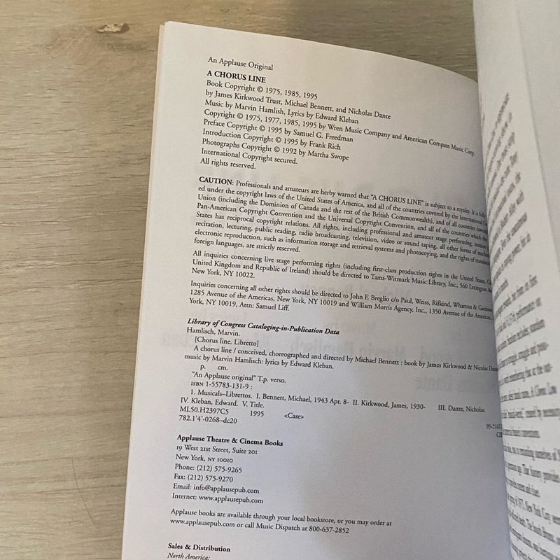 A Chorus Line by James Kirkwood, Nicholas Dante, Marvin Hamlish, Edward ...