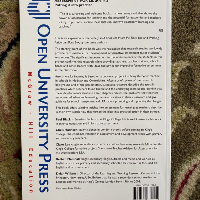 Assessment for Learning by Paul Black, Chris Harrison, Clara Lee ...