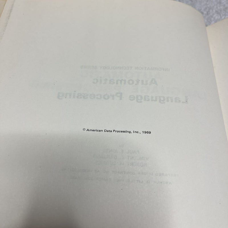Automatic language processing by Paul JONES Vincent Giuliano Robert ...