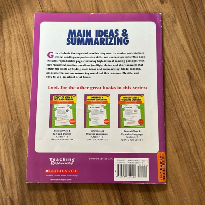 Main Ideas and Summarizing: 35 Reading Passages for Comprehension ...