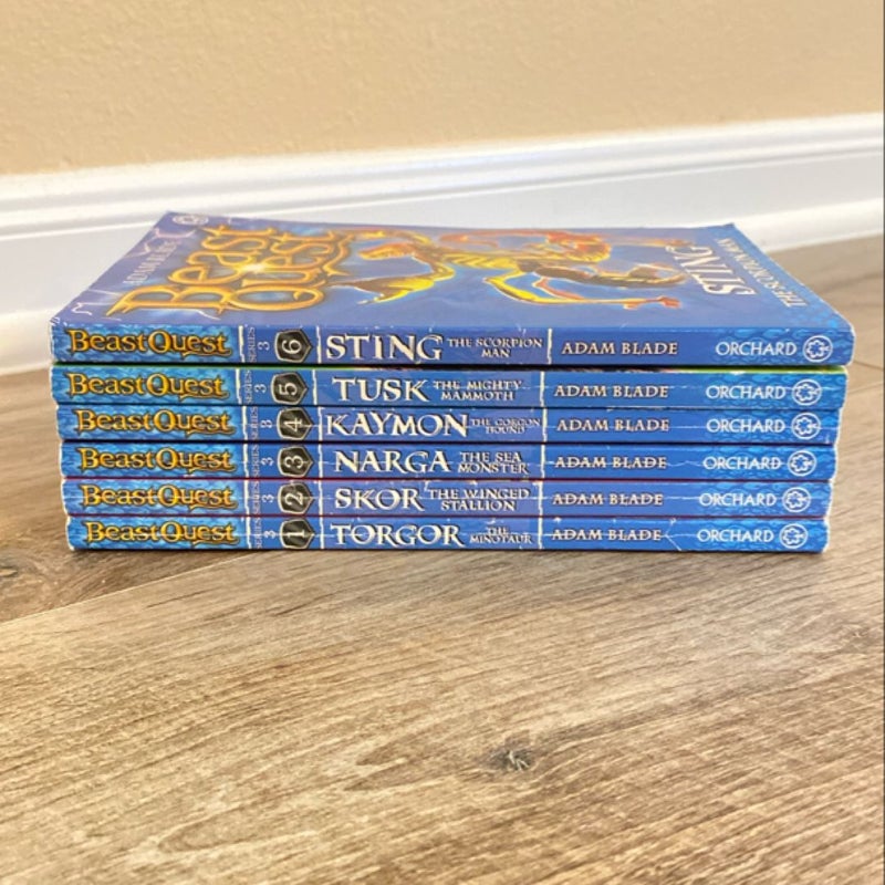 Beast Quest Series 3 (Torgor, Skor, Narga, Kaymon, Tusk, Sting) by Adam ...