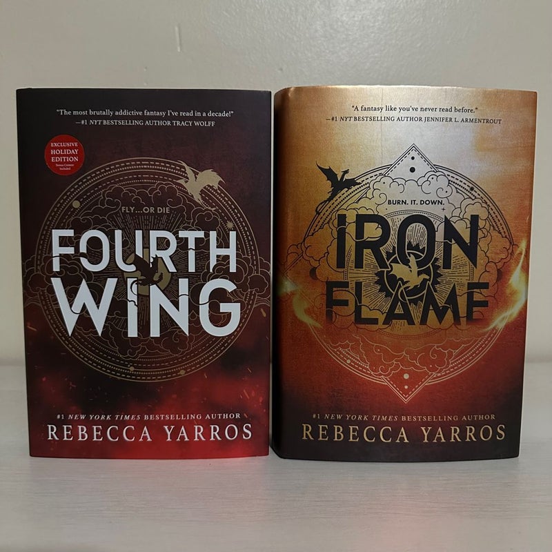 Holiday Edition Fourth Wing and Iron Flame First Edition with Sprayed ...