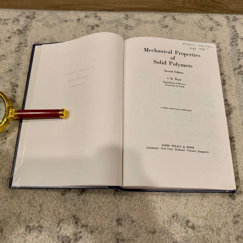 Mechanical Properties of Solid Polymers by I. M. Ward, Hardcover ...