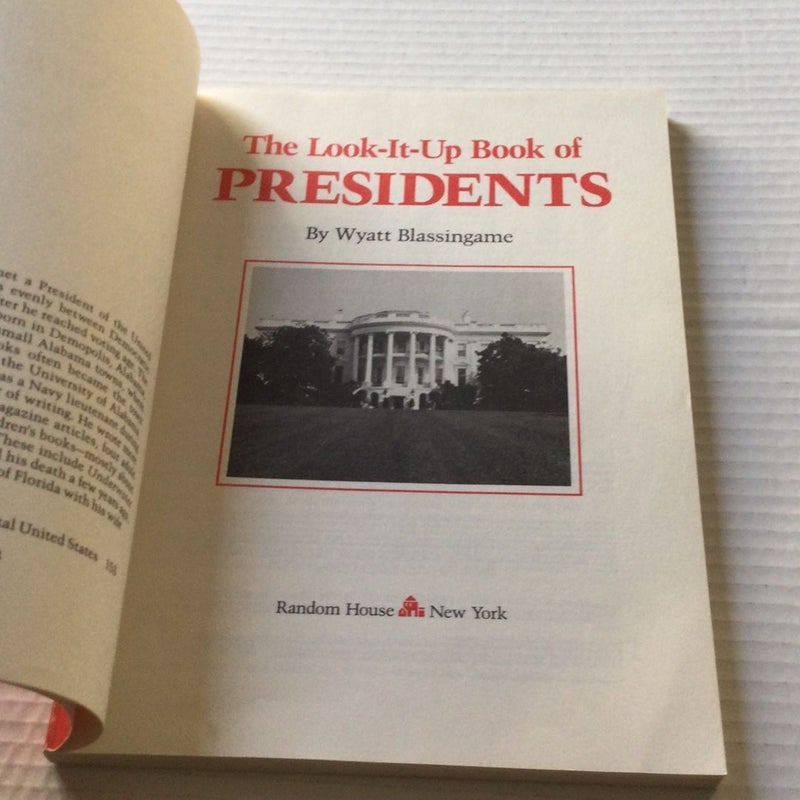 The Look It Up Book Of Presidents by Wyatt Blassingame, Paperback ...