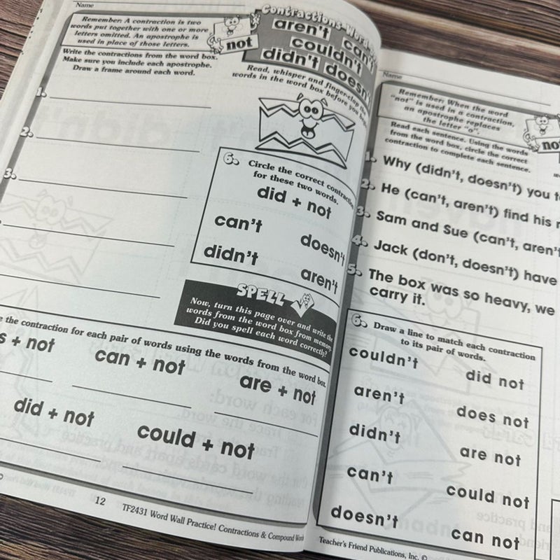 Word Wall Workbook - Contractions and Compound Words!