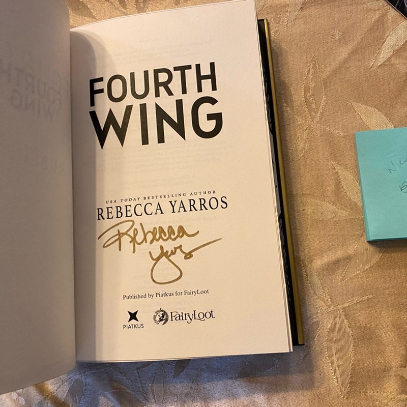 Fourth Wing Fairyloot signed by Rebecca Yarros, Hardcover | Pangobooks