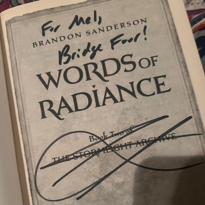 Words of Radiance Brandon Sanderson SIGNED/INSCRIBED 1st Ed by Brandon ...