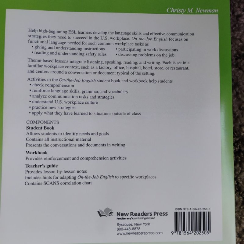ESL for job success own the job English workbook by Christy Newman ...