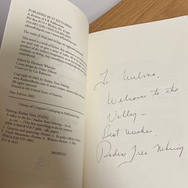 A Valley to Die For by Radine Trees Nehring