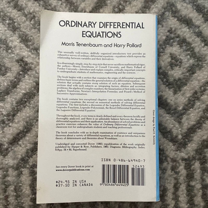 Ordinary Differential Equations by Morris Tenenbaum, Paperback | Pangobooks Ordinary Differential Equations by Morris Tenenbaum, Paperback | Pangobooks