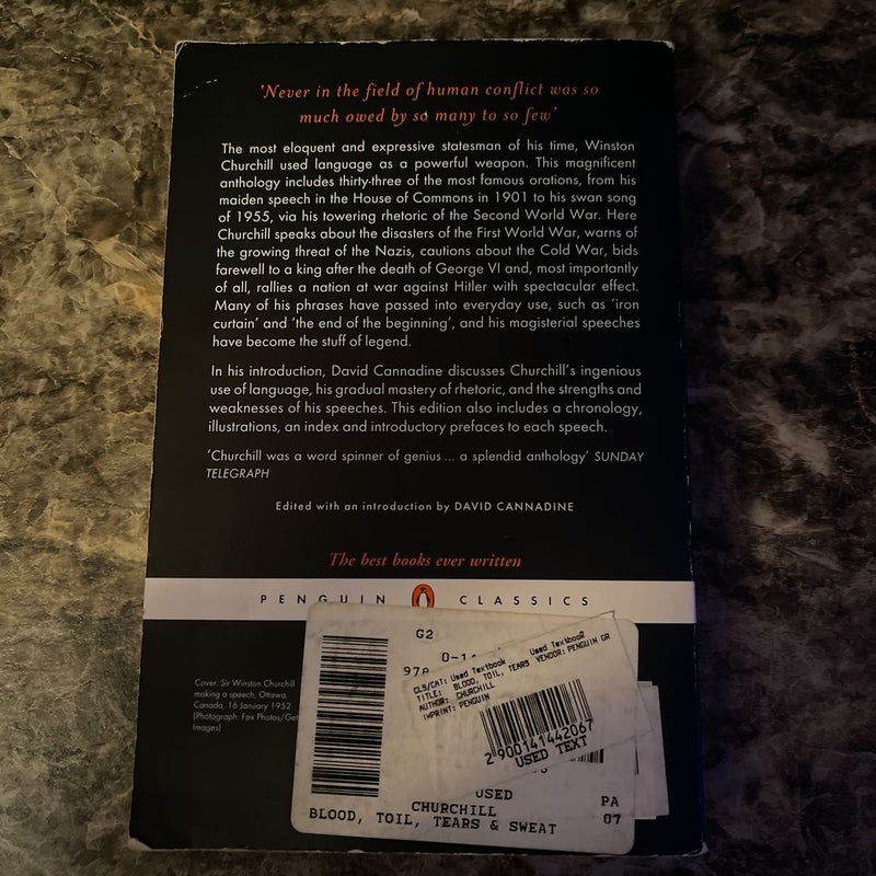 Blood, Toil, Tears and Sweat by Winston Churchill