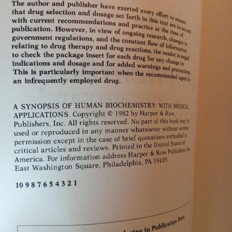 A Synopsis of Human Biochemistry by W. C. McMurray