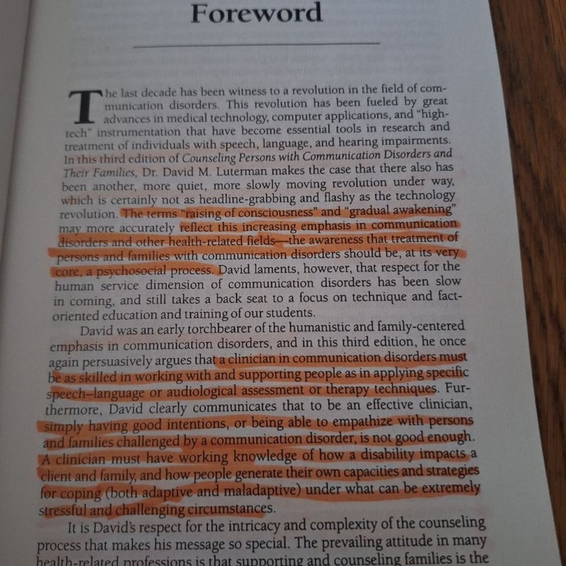 Counseling Persons with Communication Disorders and Their Families, 3rd ...