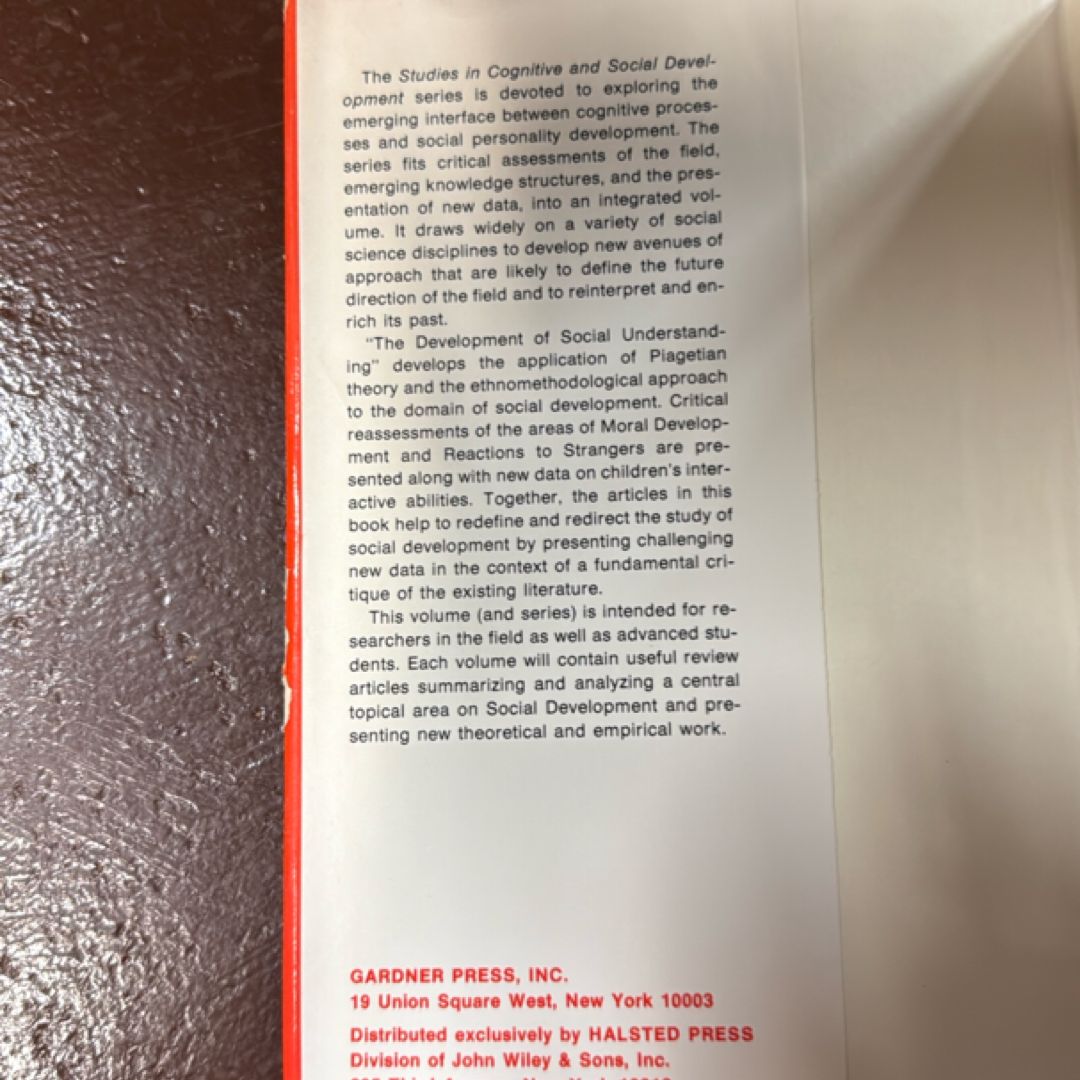 The Development of Social Understanding by Joseph Glick