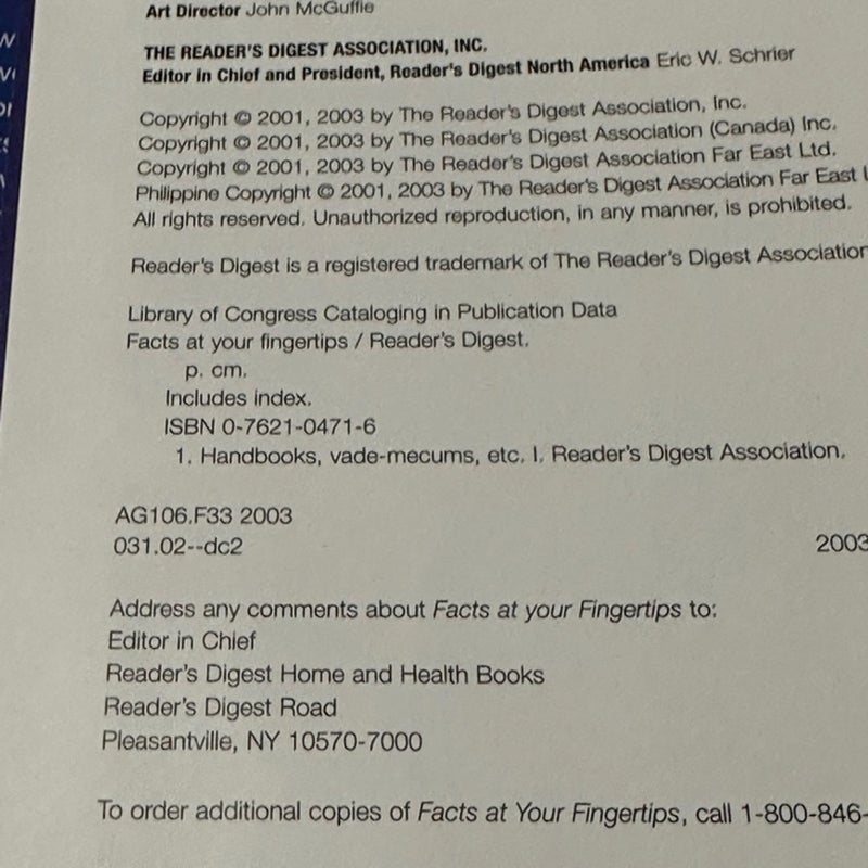 Facts at Your Fingertips by Reader's Digest Editors