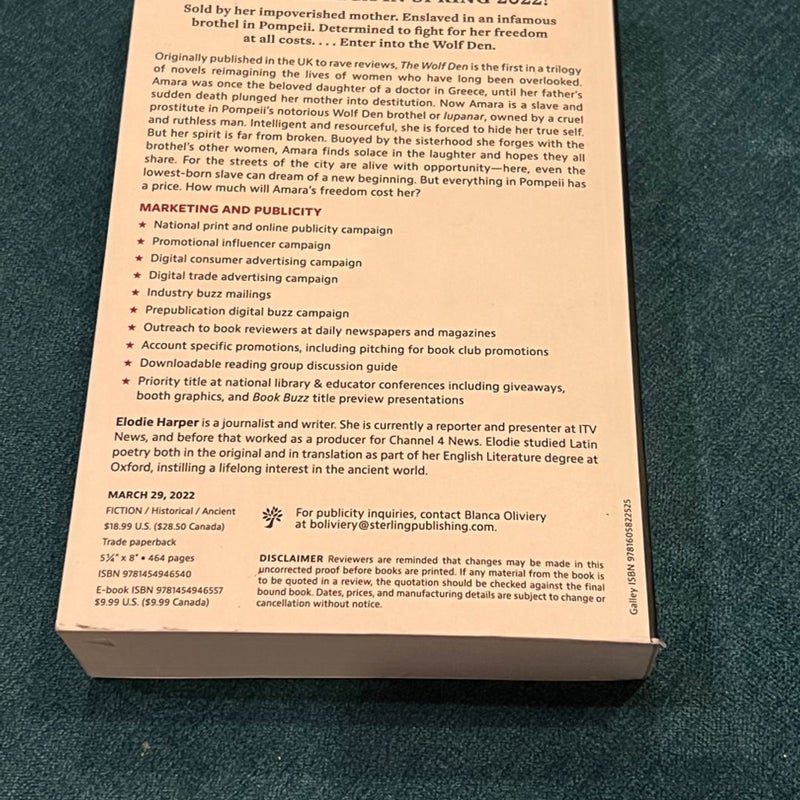 The Wolf Den Advanced Reading Copy by Eloise Harper, Paperback | Pangobooks