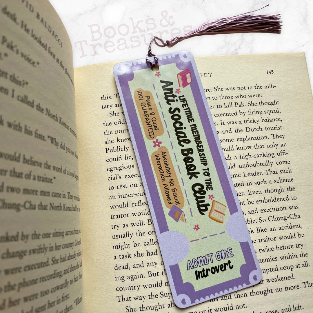 Anti Social Book Club Metal Bookmark Handmade by Books & Treasures ...