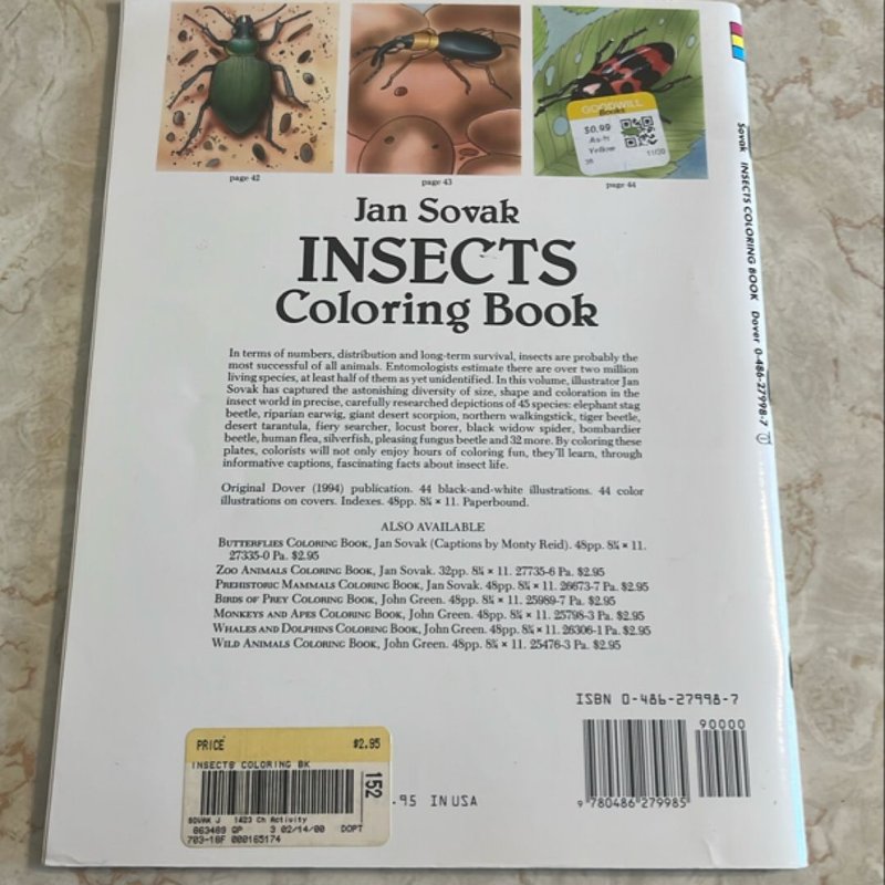 Insects Coloring Book by Jan Sovak