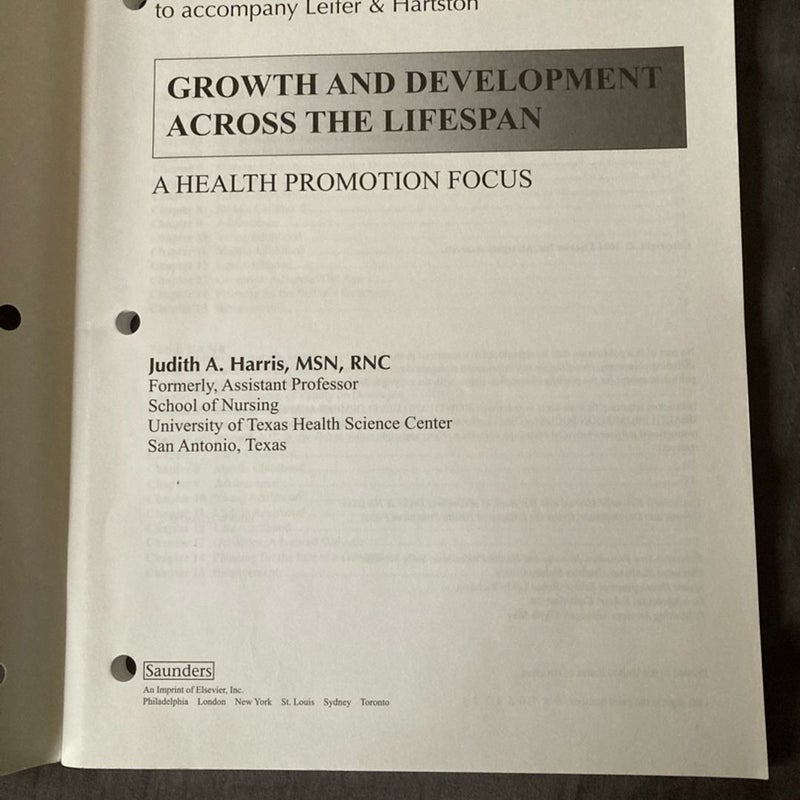 Growth and Development across the Lifespan: a Health Promotion Focus by ...