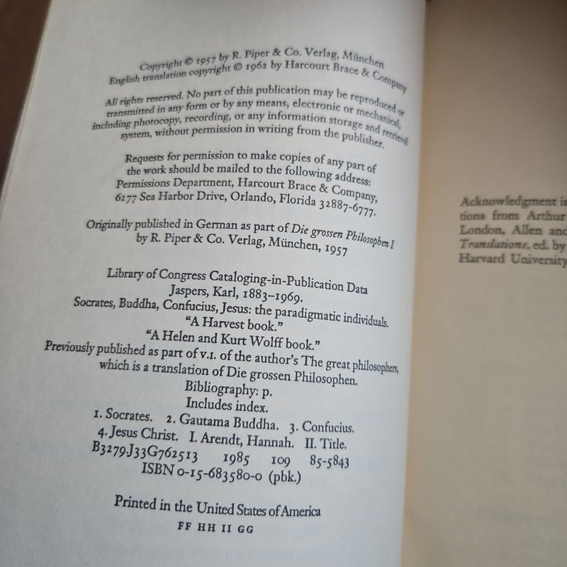 Socrates, Buddha, Confucius, Jesus by Karl Jaspers