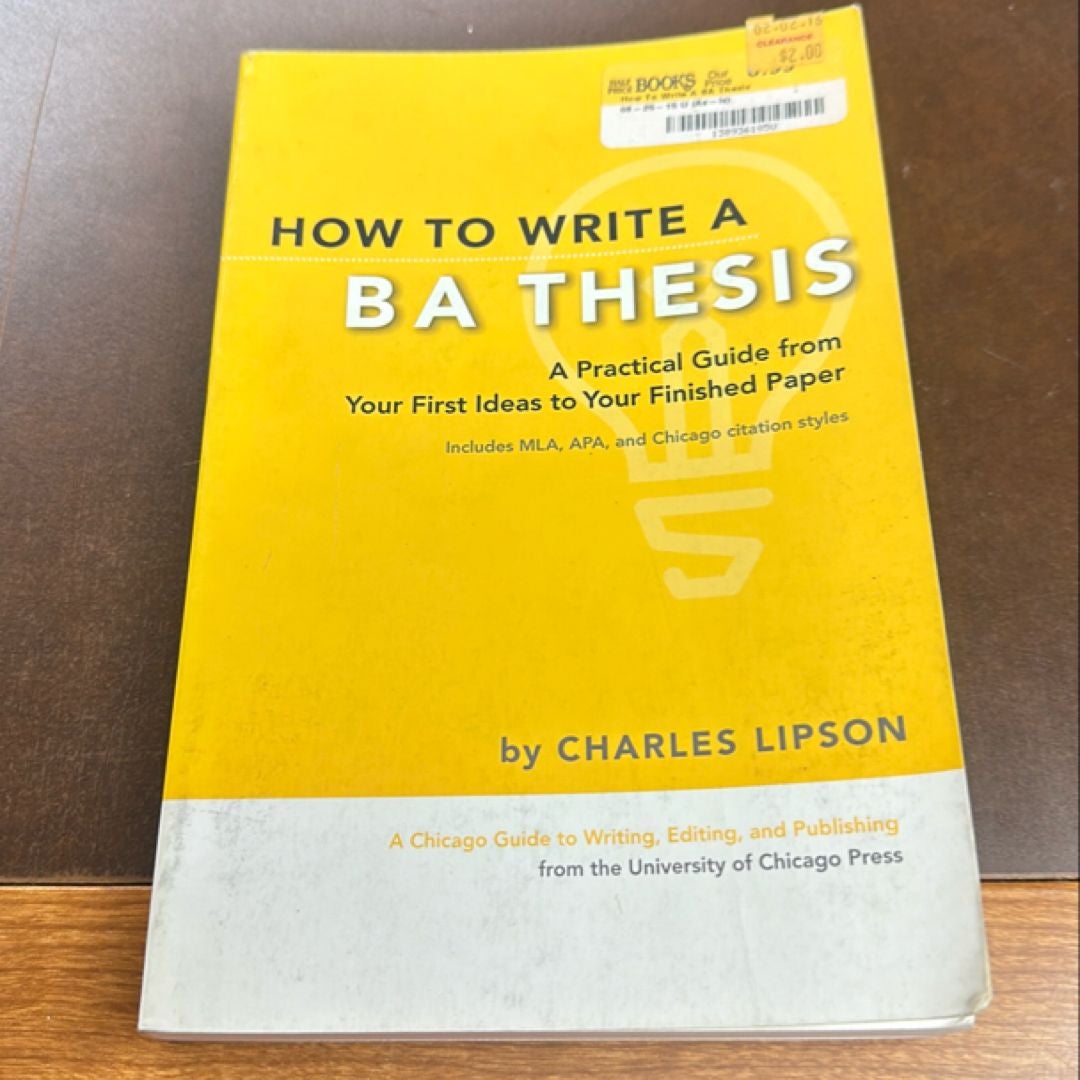 How to Write a BA Thesis by Charles Lipson