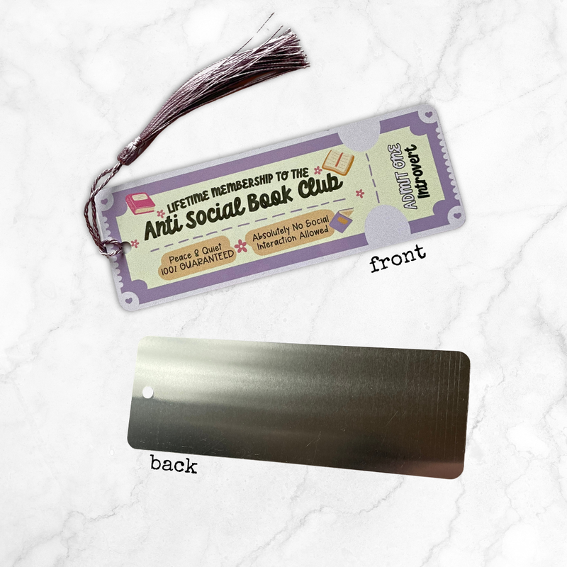 Anti Social Book Club Metal Bookmark Handmade by Books & Treasures ...