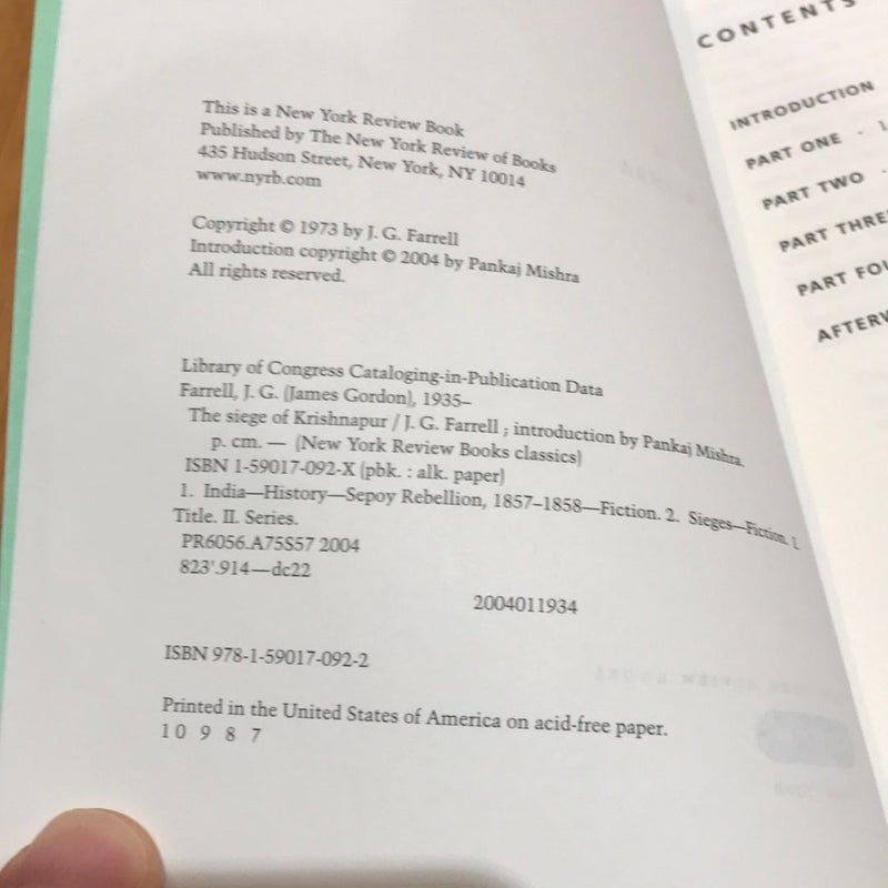 The Siege of Krishnapur by J. G. Farrell, Pankaj Mishra