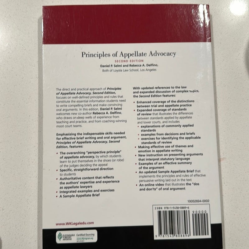 Principles of Appellate Advocacy by Daniel P. Selmi, Rebecca A. Delfino