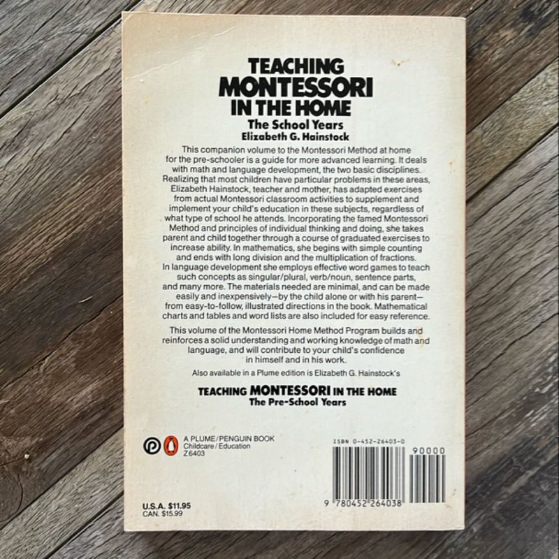 Teaching Montessori in the Home: Pre-School Years by Elizabeth G ...