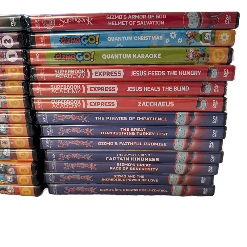 26 DVDs of SuperBook, featuring thrilling Bible stories, Gizmo Go!, and ...