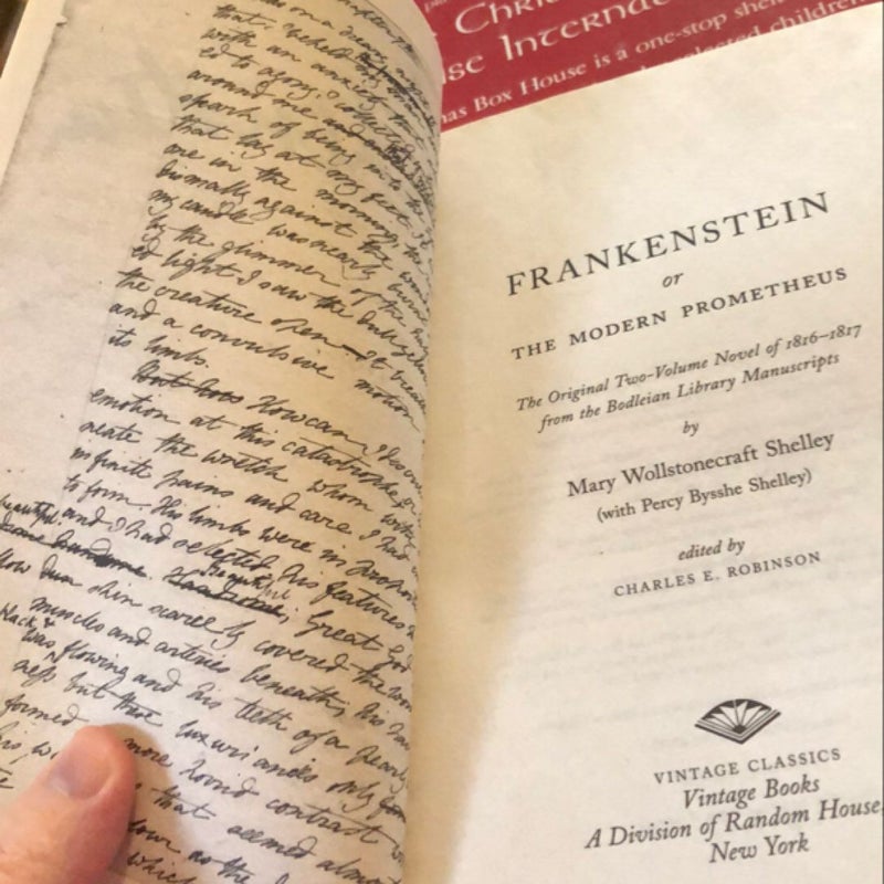 The Original Frankenstein by Mary W. Shelley