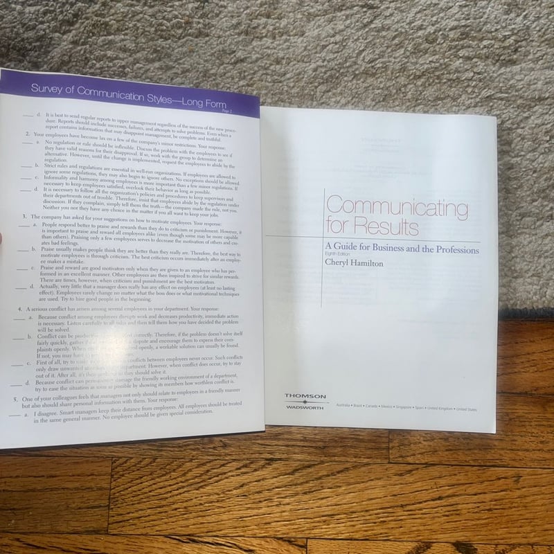 Communicating for Results by Cheryl Hamilton